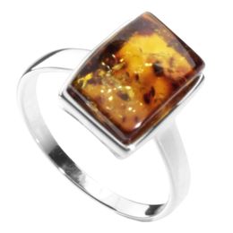 OSTSEE-SCHMUCK Damen Fingerring "- Danica - Silber 925/000 - Bernstein", 52, silber, Fingerringe