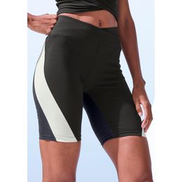 active by Lascana LASCANA ACTIVE Damen Radlerhose, schwarz, Gr. S, unifarben mit Farbeins&auml;tzen, Single Jersey, Obermaterial: 95% Baumwolle, 5% Elasthan, Hosen,