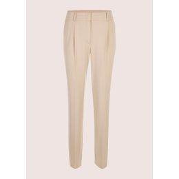 Madeleine Mode MADELEINE Damen Bundfaltenhose "Chinohose Konische Businesshose mit Stretch-Komfort", beige, Modern, Gr. 36, Obermaterial: 62% Polyester PES. 32%