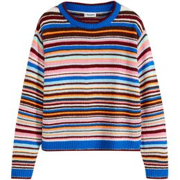 bonprix Damen Strickpullover, blau, Gr. 40, geringelt, gestreift, Strick, Obermaterial: 100% Polyacryl, Pullover, im gestreiften Design,