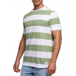 INDICODE Herren T-Shirt "INAringa"willow, Gr. S, gestreift, Single Jersey, Obermaterial: 100% Baumwolle, Shirts