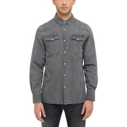 Mustang Herren Langarmhemd "Herren Style Duver"dunkelgrau 300, Gr. XXL, unifarben, Popeline, 100% Baumwolle, Hemden