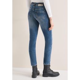 Cecil Damen Comfort-fit-Jeansmid blau used wash, Gr. 31, unifarben, Jeans, Obermaterial: 86% Baumwolle, 12% Polyester, 2% Elasthan. G&uuml;rtel: 86%