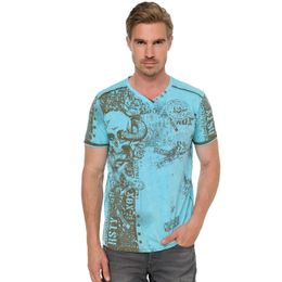 Rusty Neal Herren T-Shirt "Rusty Neal T-Shirt", blau, Gr. S, bedruckt, 100% Baumwolle, Shirts, mit coolem Allover-Print