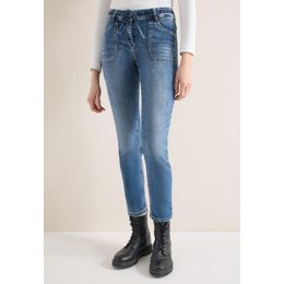 Comfort-fit-Jeans Cecil, Damen, Gr. 28, L&auml;nge 30, mid blau used wash, Jeans, Obermaterial: 86% Baumwolle, 12% Polyester, 2% Elasthan. G&uuml;rtel: 86% Baumwolle, 12% Polyester, 2% Elasthan, unifarben, lang, Jeans, Middle Waist
