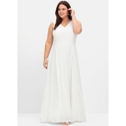 sheego Damen Abendkleid "Abendkleid", wei&szlig;, Gr. 42, unifarben, 100% Polyester, Kleider