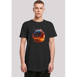 F4NT4STIC Damen T-Shirt "Basketball On Fire Sport LONG", schwarz, Gr. M, Obermaterial: 100% Baumwolle, Shirts, Print