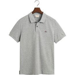 Gant Herren Poloshirt "SLIM SHIELD SS PIQUE POLO", grau, Gr. XXXL, meliert, Piqu&eacute;, Obermaterial: 100% Baumwolle, Shirts, mit Logostickerei auf der