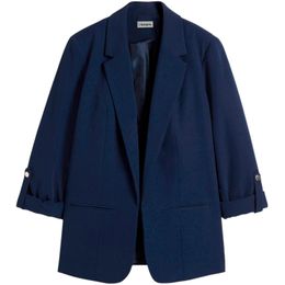 bonprix Damen Jackenblazer "Blazer", blau, Gr. 48, unifarben, Web, Obermaterial: 90% Polyester, 10% Elasthan. Futter: 100% Polyester, Blazer, mit