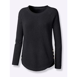 Casual Looks Damen Rundhalspullover "Pullover", schwarz, Gr. 36, gemustert, unifarben, 50% Baumwolle, 50% Polyacryl, Pullover