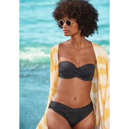 s.Oliver Damen Bandeau-Bikini-Top "Spain", schwarz, Gr. 38, unifarben, Microfaser, Microfaser, Bikini-Oberteile, in unifarben mit Wickeloptik