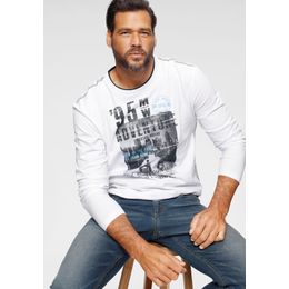 MAN'S WORLD MAN'S WORLD Herren Langarmshirt, schwarz-wei&szlig;, Gr. 4XL, bedruckt, Single Jersey, Obermaterial: 100% Baumwolle, Shirts, lang&auml;rmelige, bedruckt,