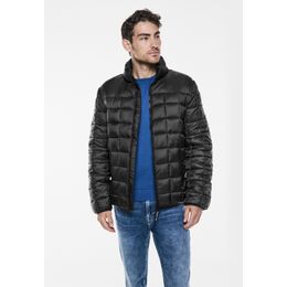 Street One MEN Herren Steppjacke, schwarz, Gr. L, unifarben, Stoff, 100% Nylon, Jacken, mit Stehkragen