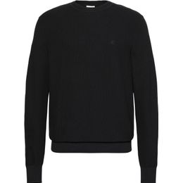 Calvin Klein Herren Rundhalspullover "LS TEXTURED COTTON CREWNK SWEATE"schwarz, Gr. L, unifarben, Web, Obermaterial: 100% Baumwolle, Pullover,