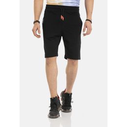 Cipo & Baxx CIPO & BAXX Herren Stoffhose "Shorts", schwarz, Gr. M, unifarben, 80% Baumwolle, 15% Polyester, 5% Elasthan, Hosen, elastischer Bund mit Kordelzug