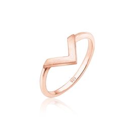 Elli Damen Fingerring "V-Form Matt Basic 925 Silber", 52mm, ohne Stein, Silber 925 (Sterlingsilber), 1,5mm, rosa, Silber 925 (Sterlingsilber),
