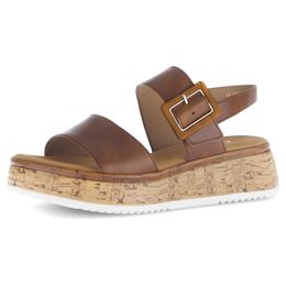 Gabor Damen Keilsandalette "RHODOS", Gr. 38, braun, Kalbsleder, unifarben, Schuhe, Riemchensandale, Sommerschuh, Sandale in Weite G (=weit)