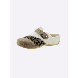 Waldl&auml;ufer WALDL&Auml;UFER Damen Pantoffel, Gr. 38, beige, Filz, Wolle, Schuhe