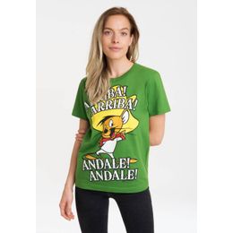 logoshirt Damen T-Shirt "Looney Tunes - Speedy Gonzales", gr&uuml;n, Gr. L, bedruckt, 100% Baumwolle, Shirts, mit lizenziertem Print