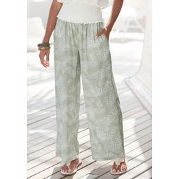 Lascana Damen Palazzohose "mit luftig-weitem Bein", gr&uuml;n, Gr. 34, bedruckt, Cr&ecirc;pe, Obermaterial: 100% Viskose, Hosen, aus gekreppter Viskose mit