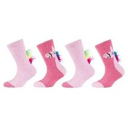 4er Pack Camano Cosy Fancy Application Crew Socken Kinder 4540 - shocking pink 35-38