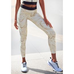 active by Lascana LASCANA ACTIVE Damen Funktionsleggings, wei&szlig;, Gr. M, bedruckt, gemustert, gl&auml;nzend, Obermaterial: 85% Polyester, 15% Elasthan, Hosen, Sportleggings