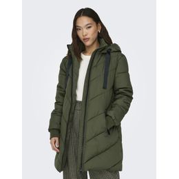 Jacqueline de Yong JDY Damen Steppmantel "JDYSKYLAR LIFE HOOD JACKET OTW NOOS", gr&uuml;n, Gr. S, unifarben, Web, Obermaterial: 100% Polyester, M&auml;ntel