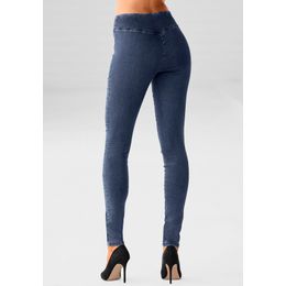 Buffalo Damen Jeggings, Gr. 34, blau, Web, Obermaterial: 69% Baumwolle, 21% Polyester, 8% Viskose, 2% Elasthan, unifarben, Basic, Hosen, mit breitem