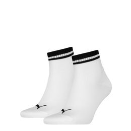 Puma Kurzsocken "Puma UNISEX HERITAGE QUARTER 2P", Gr. 35wei&szlig;, Baumwollmischung, Socken, mit Kontraststeifen am B&uuml;ndchen