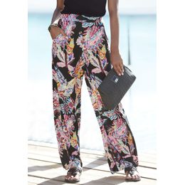 Buffalo Damen Palazzohose, bunt, Gr. 36, bedruckt, Jersey, Obermaterial: 100% Viskose, Hosen, aus Viskosejersey im Alloverprint mit Taschen