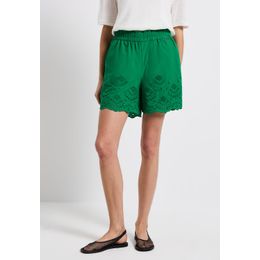 Street One Damen Shorts, gr&uuml;n, Gr. 36, unifarben, Web, 100% Baumwolle, Hosen, mit seitlichen Einschubtaschen