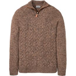 bonprix Herren Strickpullover "Troyer-Pullover mit Wolle", braun, Gr. 56, meliert, Obermaterial: 90% Polyacryl, 10% Wolle, Pullover, aus