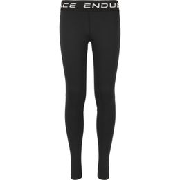 Endurance Jungen Lauftights "Power Jr", schwarz, Gr. 164, unifarben, 90% Polyester, 10% Elasthan, Hosen, mit Quick-Dry-Technologie und Reflektoren