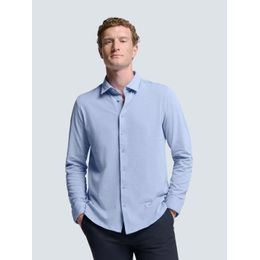NO EXCESS Herren Langarmhemd "NO EXCESS Piqu&eacute;-Hemd von Timeless Basics", blau, Gr. XL, 97% Baumwolle, 3% Elasthan, Hemden