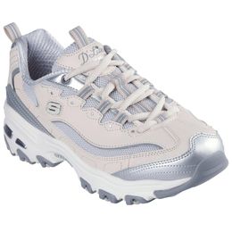 Skechers Damen Sneaker "D'LITES-CHROMATIC", Gr. 43, silber, Lederimitat, Textil, metallic, Schuhe, Plateausneaker, Schn&uuml;rschuh mit Metallic Eins&auml;tzen