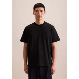 Seidensticker Herren T-Shirt, schwarz, Gr. L, unifarben, 100% Baumwolle, Shirts, 1/2 Rundhals Uni