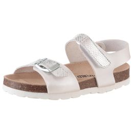 Kidsworld Kinder Riemchensandale, Gr. 30, silber, Lederimitat, metallic, Schuhe, Sommerschuh, Klettschuh, Urlaubschuh, Strandschuh in Metallic-Optik
