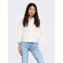 Jacqueline de Yong JDY Damen Hemdbluse "JDYTHEIS LIFE 3/4 CROP SHIRT WVN NOOS"cloud dancer, Gr. XXL, unifarben, Web, Obermaterial: 100% Baumwolle, Blusen, Baumwolle,