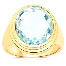 VIRA JEWELS Damen Fingerring "925-Sterling Silber vergoldet Gl&auml;nzend Blautopas beh.Blau", 019 (60,0), 8,17, Silber 925 (Sterlingsilber), gelb, Silber
