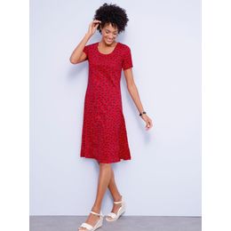Classic Basics Damen Jerseykleid "Jersey-Kleid", rot, Gr. 56, bedruckt, gemustert, mehrfarbig, Jersey, 100% Baumwolle, Kleider