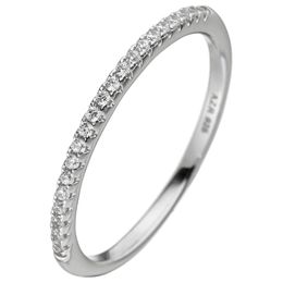 Jobo Damen Silberring, 58, Silber 925 (Sterlingsilber), silber, Silber 925 (Sterlingsilber), Fingerringe, schmal 925 Silber mit 21 Zirkonia