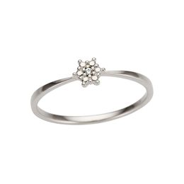 Firetti Damen Diamantring "Schmuck Geschenk Gold 333 Damenring Goldring Diamant Blume", 19, 0,01 P2 = erkennbare Einschl&uuml;sse, Diamanten Wei&szlig;gold 333,