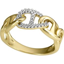Firetti Damen Diamantring "Schmuck Geschenk Gold 333 Damenring Fingerring Kettenglieder Bicolor", 16, 0,1 P2 = erkennbare Einschl&uuml;sse, Diamanten
