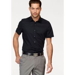 OLYMP Herren Kurzarmhemd "Level Five body fit", schwarz, Gr. 37, unifarben, Web, Obermaterial: 97% Baumwolle, 3% Elastolefin, Hemden, klassisch,
