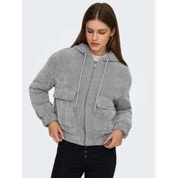 Only Damen Cordjacke "ONLSUVA CORDUROY PAD SHORT JACKET CC OTW", grau, Gr. XS, unifarben, Cord, Obermaterial: 92% Polyester, 8% Nylon, Jacken,