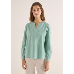 Langarmbluse Cecil, Damen, Gr. L (42), smoke salvia, Web, 75% Baumwolle, 25% Modal, unifarben, normal normal, Rundhals, B&uuml;ndchen, Blusen, im soften Baumwoll-Mix