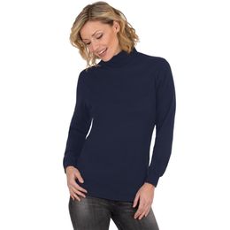 TRIGEMA Damen Rollkragenshirt "TRIGEMA Langarm Ski- und Sport-Rollkragenpullover", blau, Basic, Gr. S, 100% Baumwolle (Bio-Baumwolle kbA), Shirts