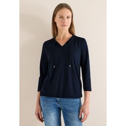Cecil Damen Langarmshirtuniversal blau, Gr. XS, unifarben, Stoff, 50% Modal, 50% Baumwolle, Shirts, Jersey