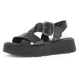 Gabor Damen Sandalette, Gr. 41, schwarz, Kalbsleder, unifarben, Schuhe, Plateau, Sommerschuh, Riemchensandale mit gro&szlig;er Zierschnalle