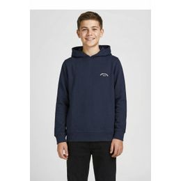 Jack & Jones Kinder Kapuzensweatshirt "JJCOLLEGE LOGO SWEAT HOOD JNR"navy blazer, Gr. 128, JACK & JONES JUNIOR, bedruckt, unifarben, Sweatware, Obermaterial: 80%